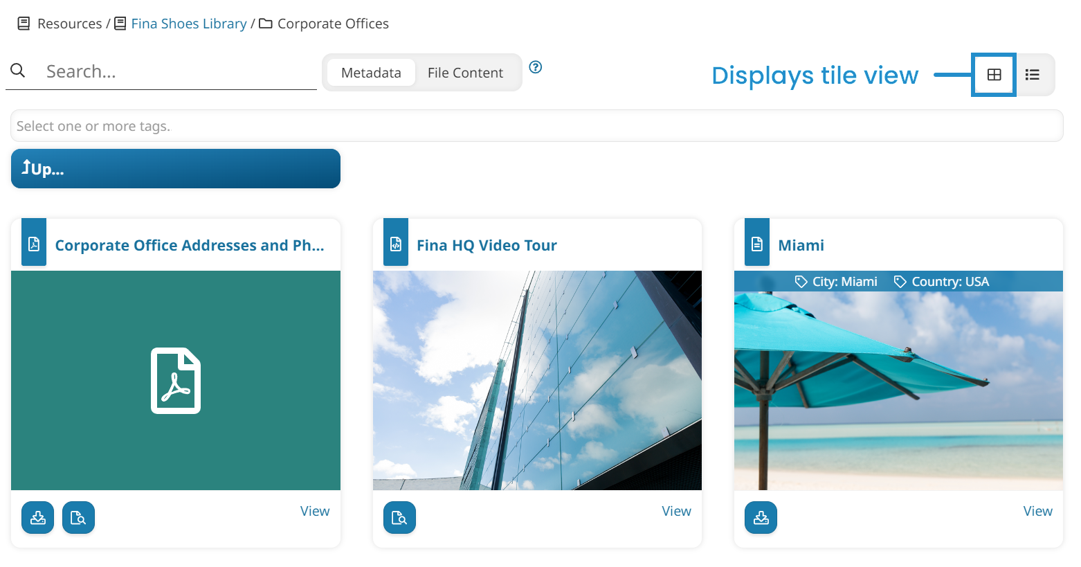 Learner Interface: Knowledge Base Tile View